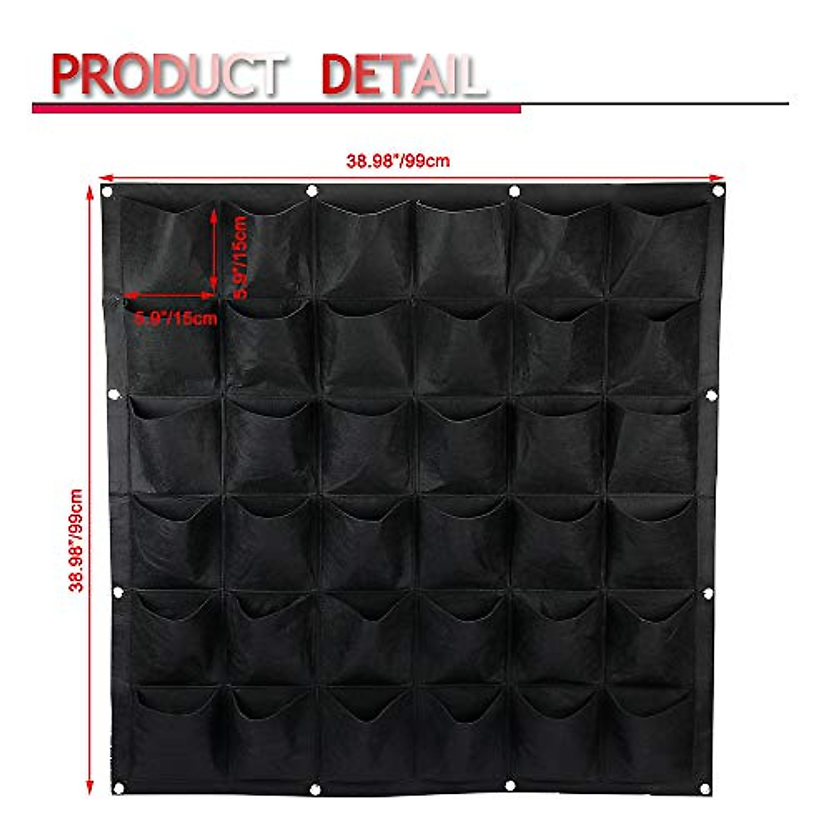 Artilife Vertical Wall Hanging Planters with 36 Pockets Outdoor Large Grow Bags for Herbs, Succulents, Artificial Plants or Flowers, Great for Garden and Patio Decoration