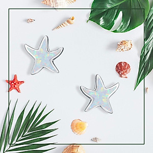 CUOKA MIRACLE Starfish Earrings Opal Stud Earrings 925 Sterling Silver Sea Star Beach Stud Earrings Hypoallergenic Earrings Tiny Small Earrings Gifts for Women White Opal