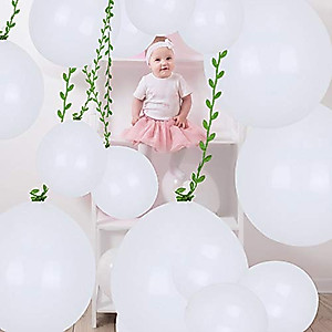 10 Pieces 36 Inch White Balloons Giant Balloon with 65ft Artificial Vines for Wedding Birthday and Event Decorations (White)