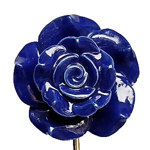 PARIJAT HANDICRAFT Hand Painted Beautifully Blue Colored Rose Design Ceramic Wall Hook Hanger Key Holder hat Clothes hangings Bath Towel Hook Hanger
