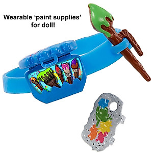 Mattel Cave Club Slate Doll (8-10-inch, Blue Hair) Poseable Prehistoric Fashion Doll with Dinosaur Pet and Accessories, Gift for 4 Year Olds and Up