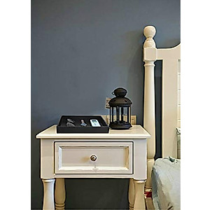 HofferRuffer Faux Leather Vanity Tray, Elegant Desktop Storage Organizer, Decorative Catchall Perfume Tray, Bathroom Valet Tray, Nightstand or Dresser Organizer, Black, 10.2 x 8.4 x 1.8 inches