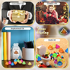 Huwena 60 Sets Inspirational Poop Bulk Emotional Favors Resin Cute Realistic Poop with Funny Card Organza Bag Positive Gift for Christmas Coworker Staff Students Teacher