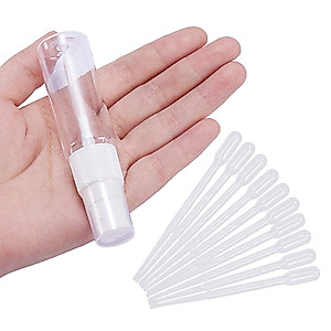 BENECREAT 30 Pack 20ml Fine Mist Spray Bottles Travel Size Bottles Travel Essentials Cosmetic Sample Bottles with 10pcs Plastic Pipettes for Perfume, Essential Oils, Toner