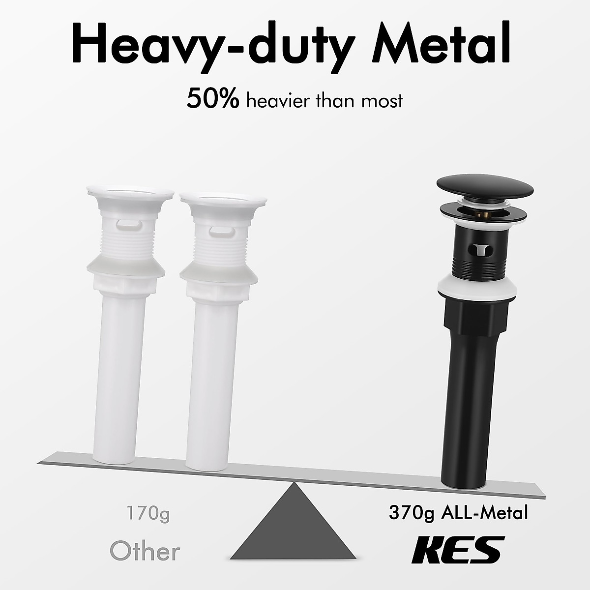 KES Bathroom Sink Drain with Strainer Basket Hair Catcher Anti Clog Pop Up Drain Stopper Vanity Vessel Sink with Overflow, Matte Black S2013A-BK