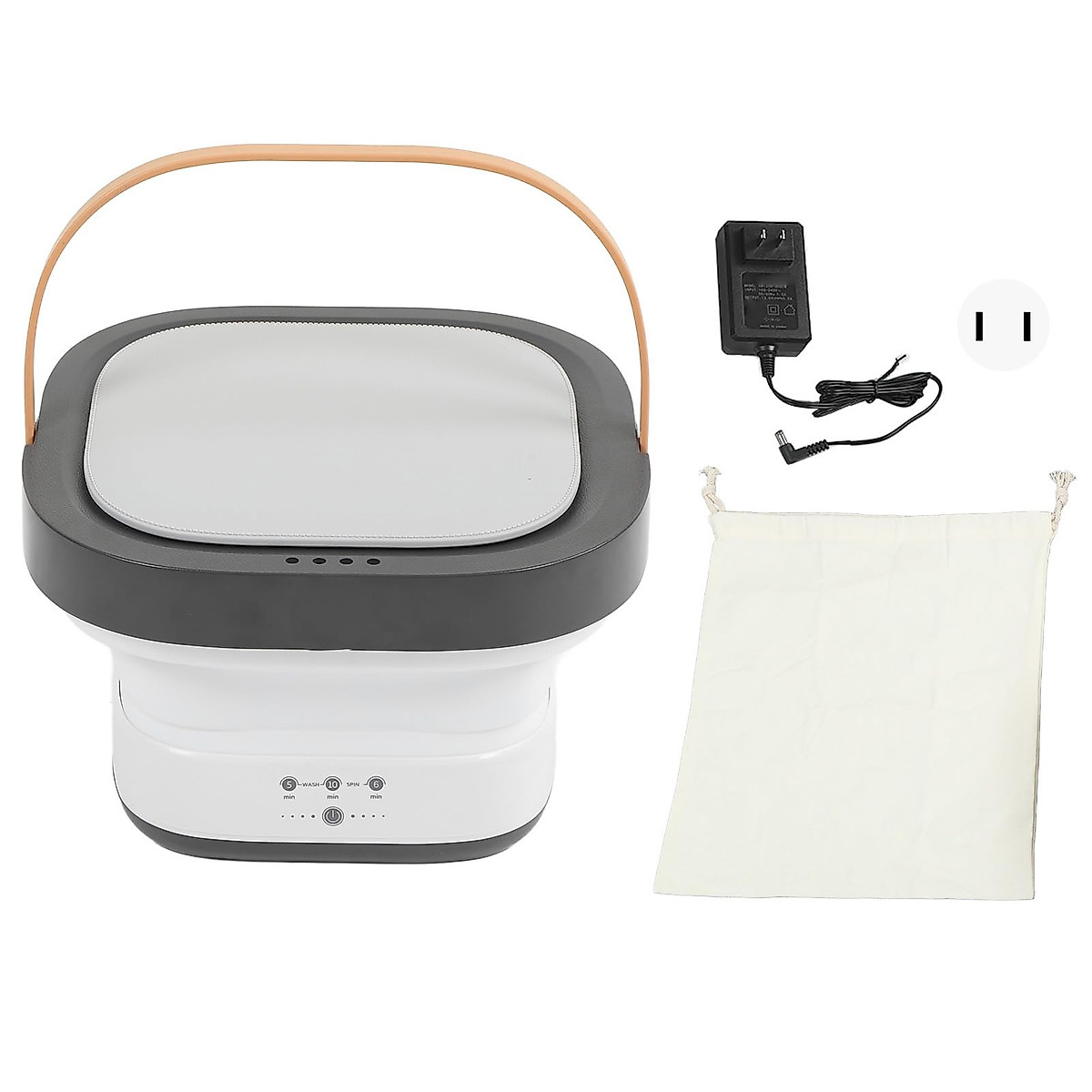 Portable Washing Machine, Foldable Washing Machine Small Washer with Drainage Basket Mini Bucket Washer for Clothes Socks Underwear Home Apartment Drom RV Travel (US Plug)