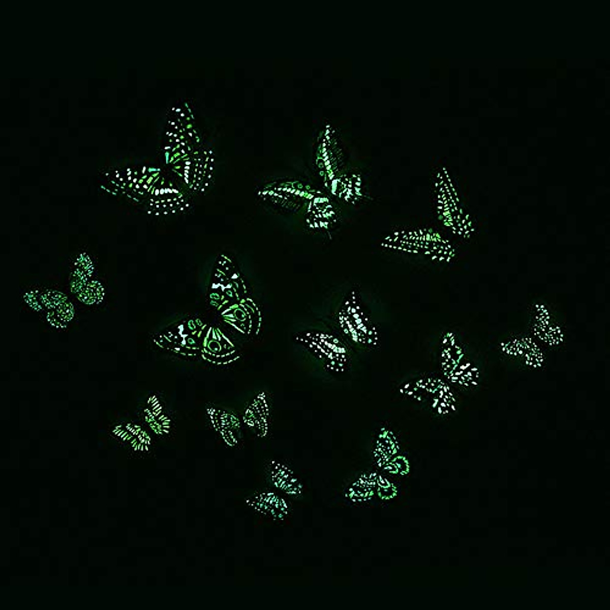 Somotersea 24PCS Luminous 3D Butterfly Wall Decals Removable Butterfly Decor for Girls Stickers Kids Bedroom and Room Decoration Art Mural Double Wings