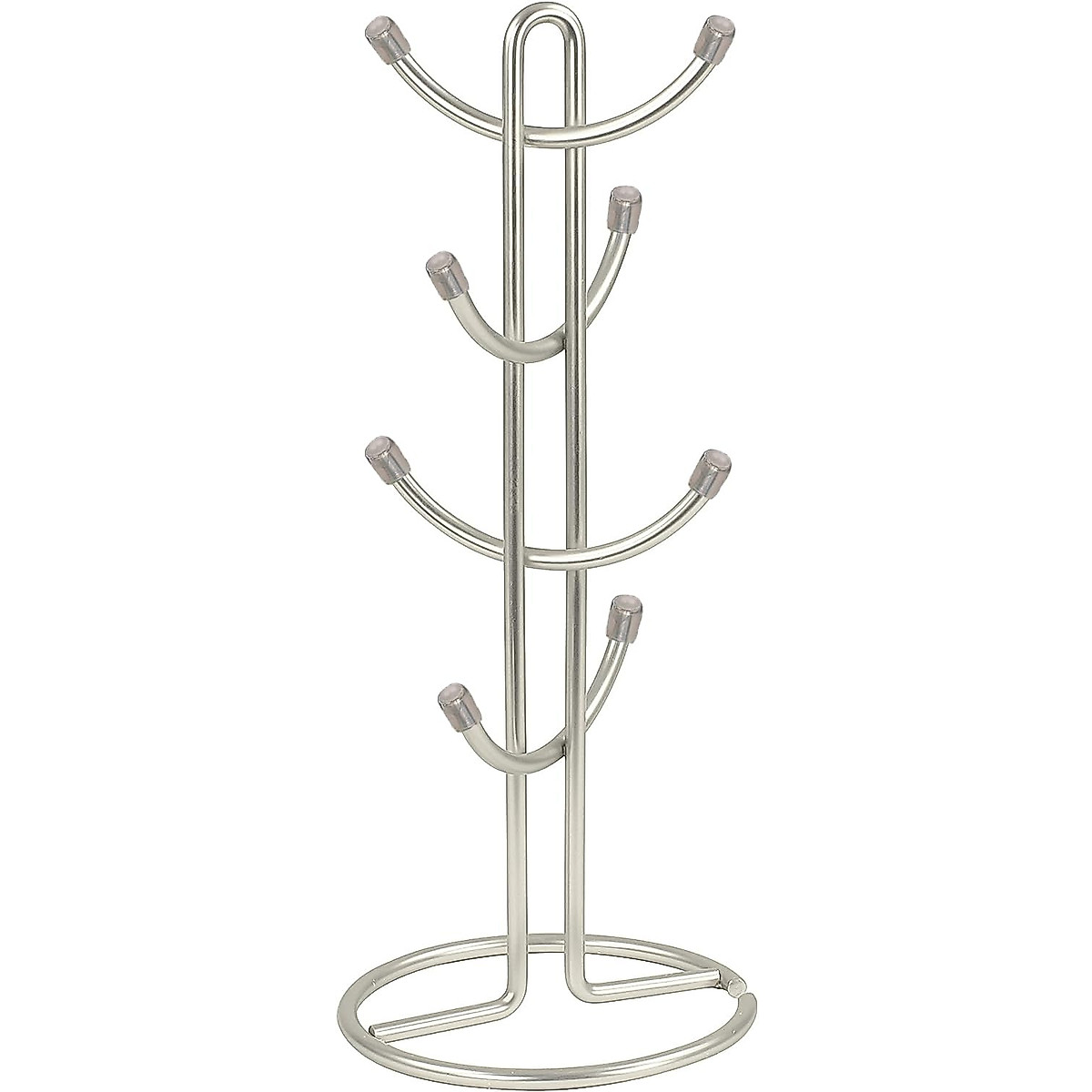 FitWell Mug Holder for Counters,Holds 8 Large Mugs,Coffee Mug Tree for Countertops,Mug Holder Stand,Space Saver for Kitchen Cabinets, Portable Coffee Mug Holder (Chrome)