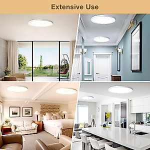 Super Slim 3200LM 12Inch LED Ceiling Lights Flush Mount, Dimmable 3000K 4500K 6000K CCT, Low Profile Surface Mount Light Fixtures, 24W Thin Flat LED Panel Lights for Bedroom Bathroom Kitchen, 2 Packs