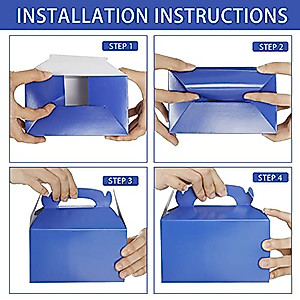 Blue Party Treat Box 24 Pcs Blue Candy Cake Gift Boxes DIY Party Favors Bags Snack Goody Cardboard Gable Boxes Perfect For Kids Birthday Party Gift Giving Summer Ocean Theme Baby Shower Wedding Graduation Party Supplies Decorations