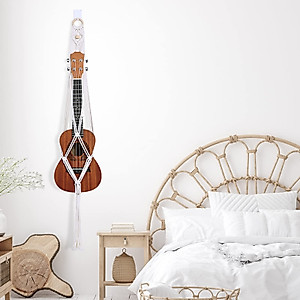 Macrame Ukulele Hanger Macrame Wall Mount Hanger Stand Holder for Concert Ukulele Wall Decor Ukulele Case Alternative Kit
