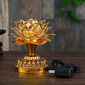 Buddha Machine, LED Lotus Lamp Buddha Lamp Prayer Machine Prayer Machine with 36 Songs (Without Battery)
