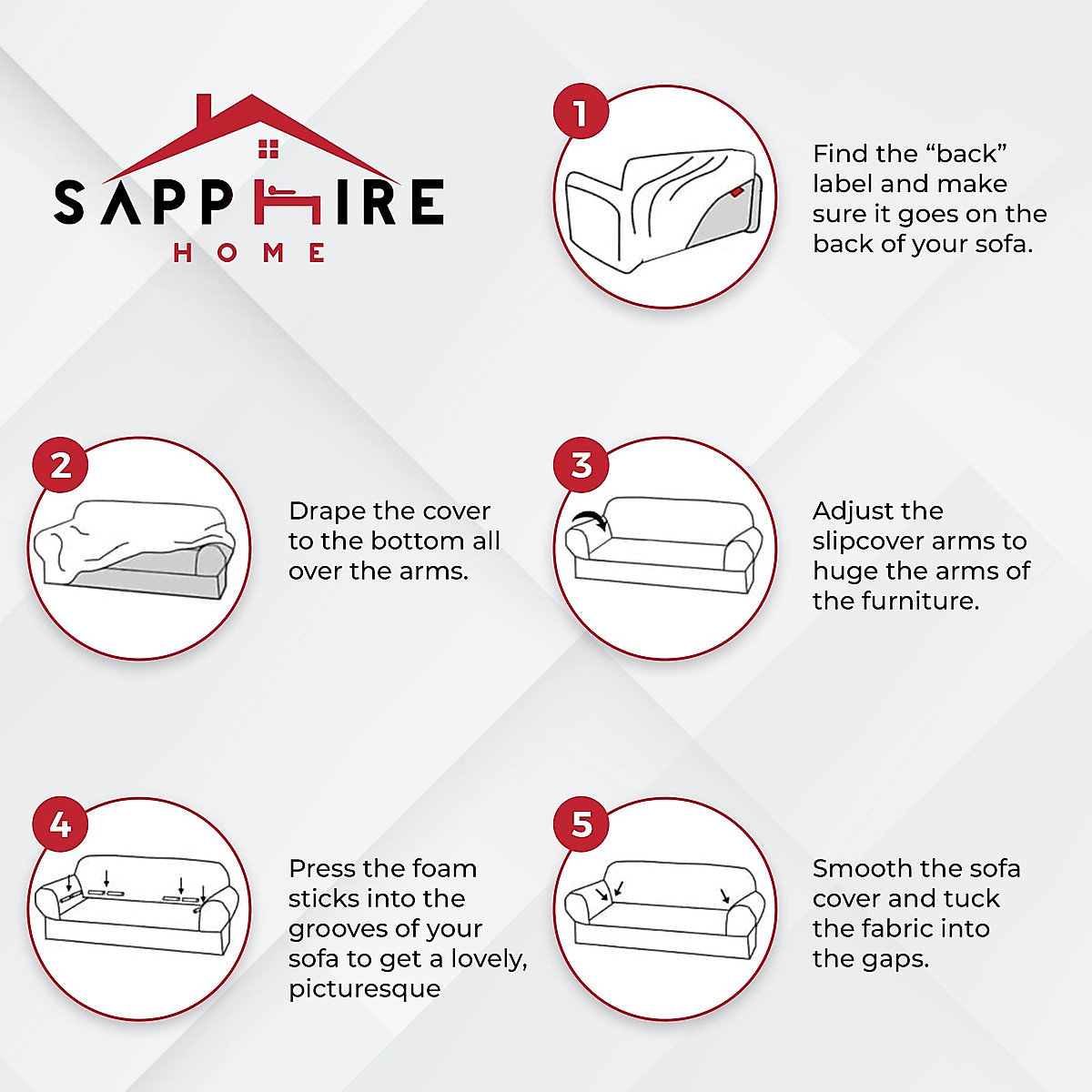 Sapphire Home 2-Piece Sofa and Loveseat Slipcovers, Couch and Loveseat Covers Set, Form fit Stretch, Wrinkle Free, Furniture Protector, Sofa Covers for Living Room, Polyester Spandex (Coffee)