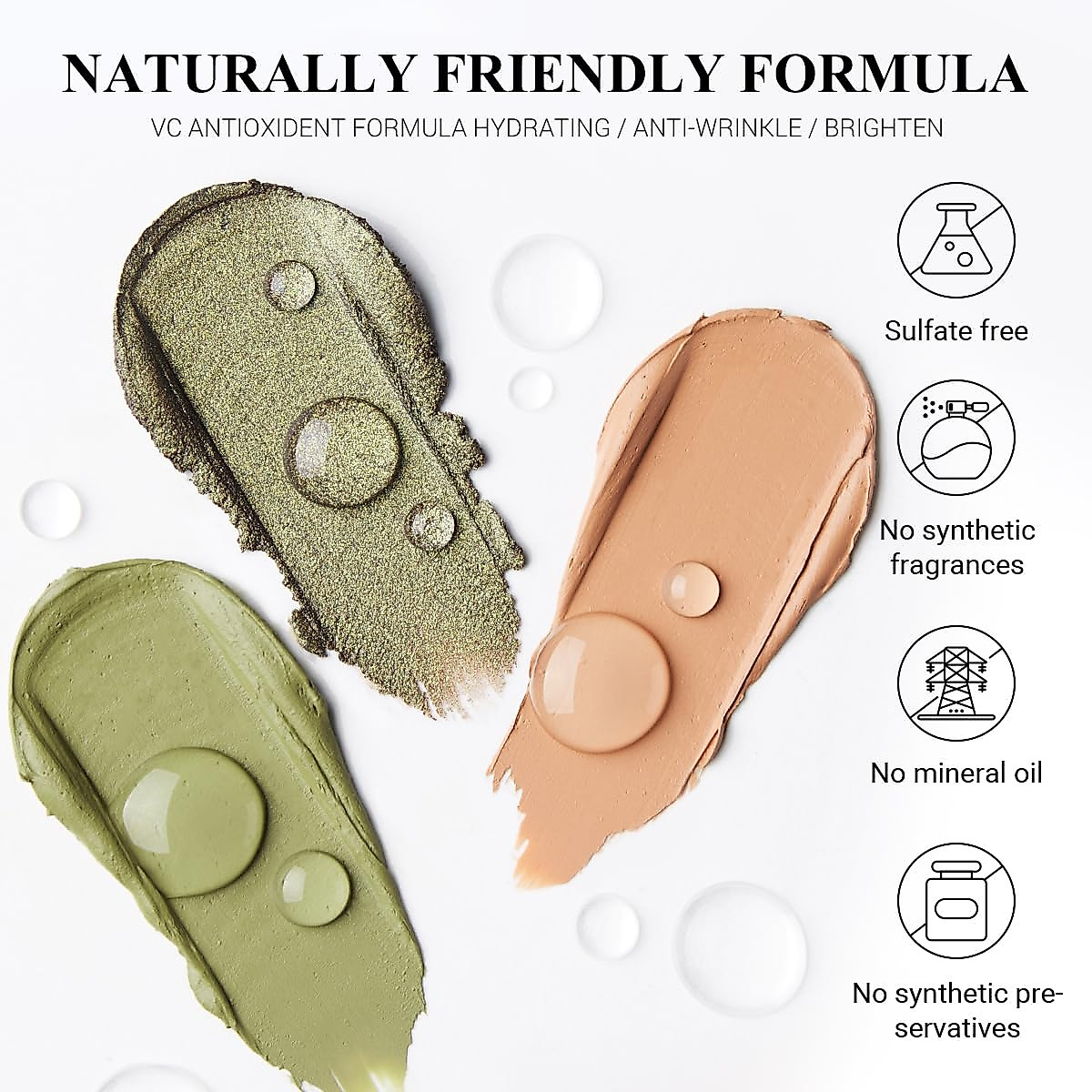 LUXAZA 3PCS Eyeshadow Stick, Metallic And Green Eye shadow Sticks Pencil Crayon，Eye Brightener Stick Makeup with Crease-proof Formula