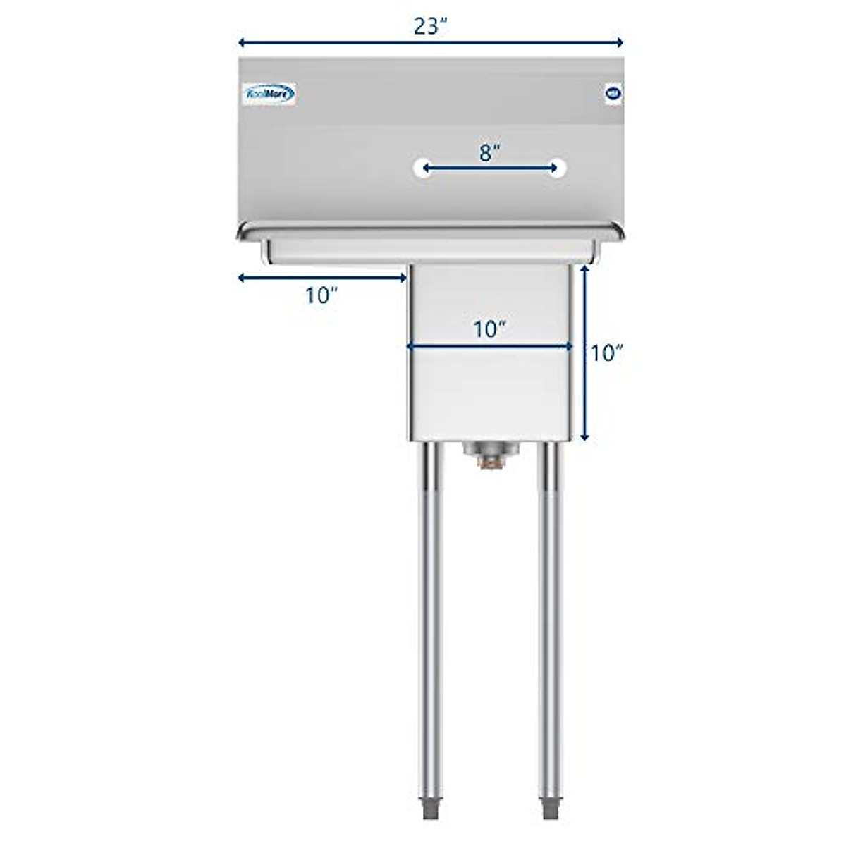 KoolMore 1 Compartment Stainless Steel Commercial Kitchen Prep & Utility Sink with Drainboard - Bowl Size 10" x 14" X 10"