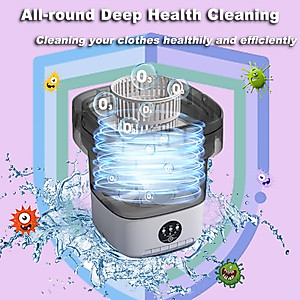 Foldable Washing Machine, 14L Portable Mini Washing and Dryer Machine, Collapsible Small Washer with Spin for Travel,Apartment, Socks, Baby Clothes (Purple)