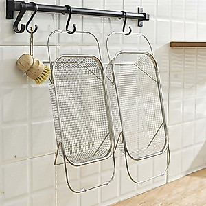 MinnowXY Stainless Steel Retractable Drain Basket Kitchen Basket Vegetable Washing Drain Basin Household Living Room Fruit Bowl