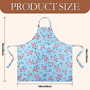 Yinkin 3 Pcs Plus Size Apron for Women with Pockets, Floral Womens Aprons with Adjustable Strap and Waist Ties for Kitchen Gardening Woman Girls Baking Household Cleaning Gardening Supplies