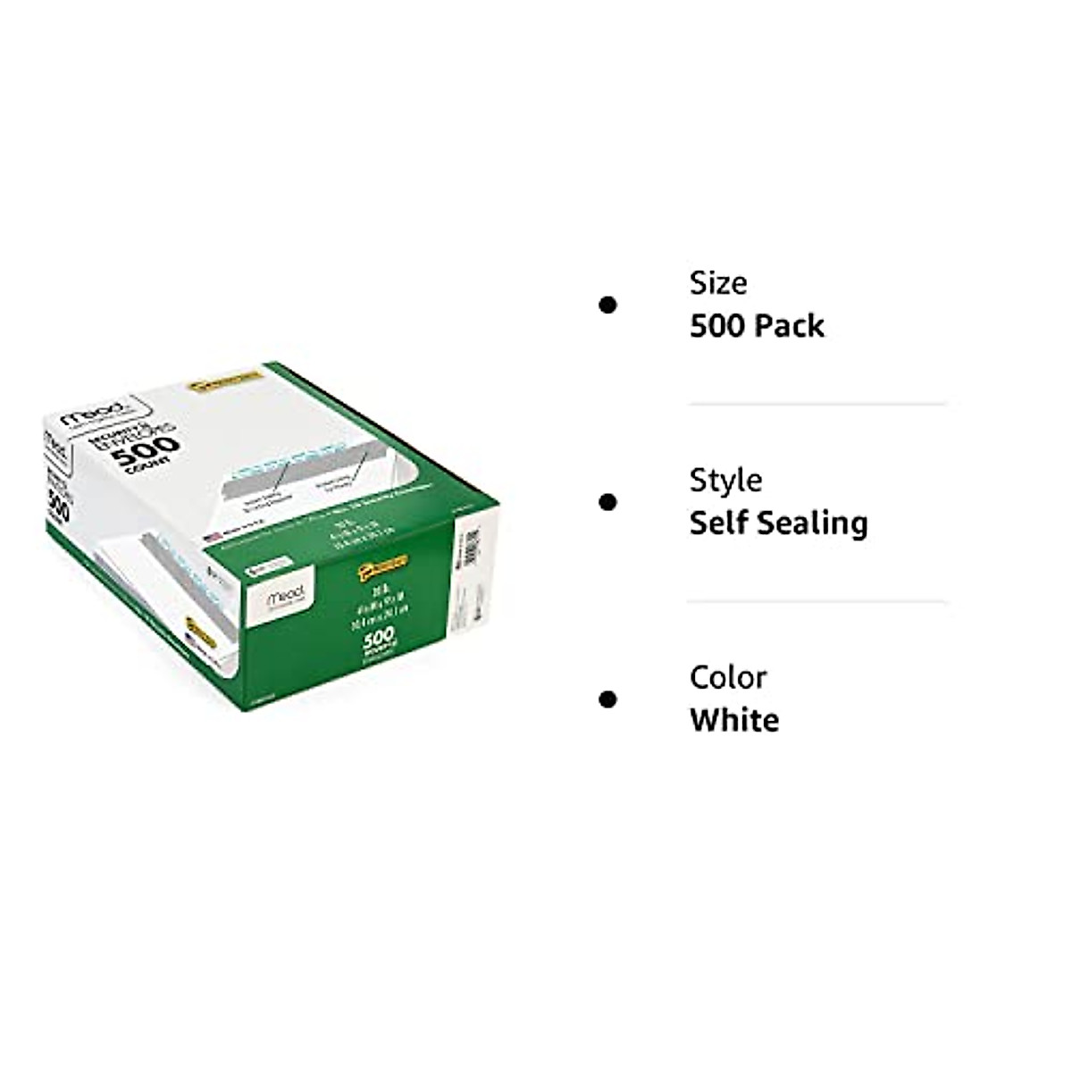 Mead Security Envelopes Self Seal #10 - Windowless Mailing Envelopes - 4 1/8 x 9.5'' - 500 Pack, (TRTAZ11A-102021-v1)