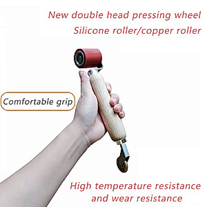 NAUDILIFE Combo Seam Rollers of 40mm Silicone Seam Roller with 6mm Brass Detail Penny Roller for PVC/TPO/EPDM Single Ply Roofing and Tape Hot Air Tools Overlap Welding