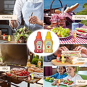 RONRONS 4 Pieces Mini Ketchup Bottles for Bento Box Accessories, 25ml Mini Condiment Squeeze Bottles Plastic Sauce Bottles Containers Empty Ketchup and Mustard Syrup Dispenser for Kids Adults