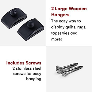 Classy Clamps Wooden Quilt Wall Hangers – 2 Large Clips (Black) and Screws for Wall Hangings - Tapestry Hangers / Quilt Hangers for Wall hangings - Quilt Clips / Wall Clips for Hanging / Quilt Rack