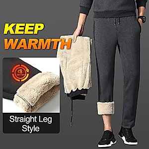 Flygo Men's Winter Warm Active Fleece Joggers Pants Athletic Sherpa Lined Sweatpants(02 Dark Grey-M)