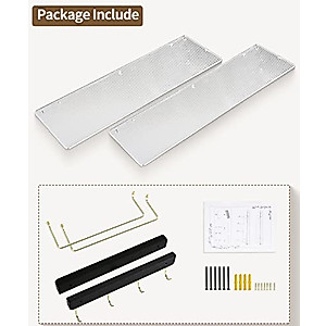 Mazjoaru Floating Shelves Acrylic Bathroom Shelves Set of 2, 16inch Wall Shelves with Gold Metal Towel Hook, Storage Shelves for Bathroom Living Room Bedroom