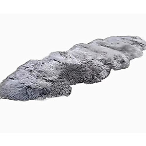 Starose New Zealand Double Pelts Sheepskin Rug Light Gray Floor Area Rug Lambskin Runner 78"x28"