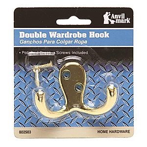 ANVIL MARK 802503 Double Wardrobe Double Hook Polished, Brass