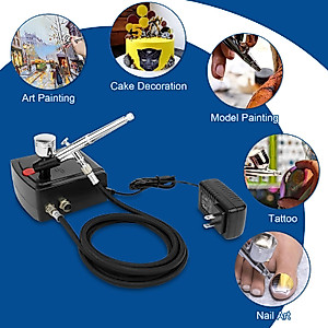 Spedertool Airbrush kit with Acrylic Paint,Complete Air Brush set with Professional 12Pcs x10ml Airbrush Color Set Acrylic Paint for Artists,Beginners,Students