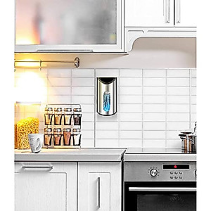 Queego Grocery Bag Holder,Dispenser,Saver,Wall Mount Stainless Steel Bag Dispenser,Sturdy Grocery Bag Holder with Screws Adhesives Decorative Plastic Bag Holder for Kitchen Pantry Cabinet