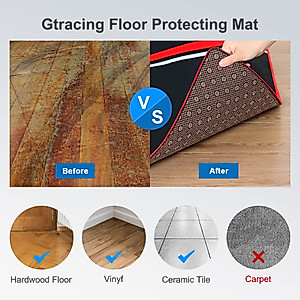 GTRACING Gaming Chair Mat for Hardwood Floor 43 x 35inch Office Computer Gaming Desk Chair Mat for Hard Floor Red