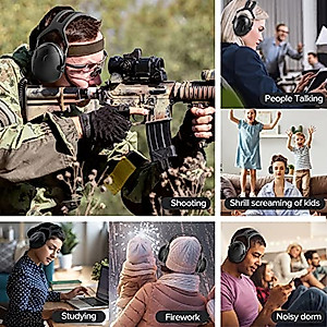 SNR35dB Hearing Protection Ear Muffs for Noise Reduction, Effective Ear Protection, Noise Cancelling Ear Muffs, Ear Protection for Shooting, Mowing, Autism, Sleeping, Safety Earmuffs with Storage Bag