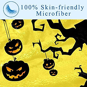 Halloween Dead Tree with Flying Bats Pumpkin on Full Moon Prints Soft Warm Cozy Blanket Throw for Bed Couch Sofa Picnic Camping Beach, 150×100cm