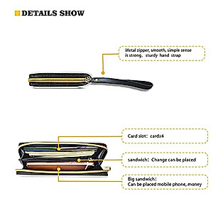 Wideasale Long Clutch Wallets Sunflower Cow Women Wristlet Purse Portable Handbag Purses Travel Party Shopping Outdoor Modern Phone Holder Pockets