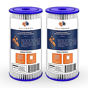 Aquaboon 5 Micron 10" x 4.5" Pleated Sediment Water Filter Replacement Cartridge | Whole House Sediment Filtration | Compatible with FXHSC, ECP5-BB, FM-BB-10-5, CP5-BBS, 255490-43, HDC3001, 2-Pack