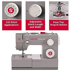SINGER Heavy Duty 6380 Sewing Machine with Extension Table & Accessory Kit | Strong Motor with Enhanced Piercing Power, 110 Stitch Applications, Full Metal frame, 1-step Buttonhole & LED Light