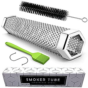 Smoke Tube - 12'' Smoke Tube for Pellet Grill 5 Hours of Billowing Smoke & Smokehouse Products 9760-020-0000 5-Pound Bag All Natural Hickory Flavored Wood Pellets, Bulk