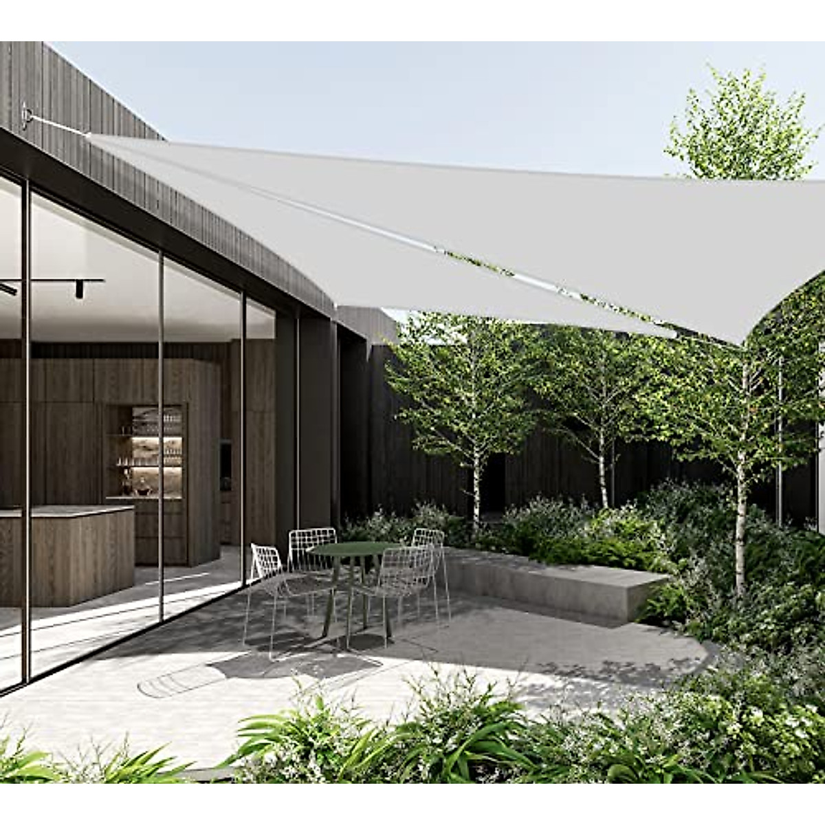 Windscreen4less Terylene Waterproof Sun Shade Sail UV Blocker Triangle Sunshade Patio Canopy Sail 12' x 12' x 12' in Color Light Grey 260GSM