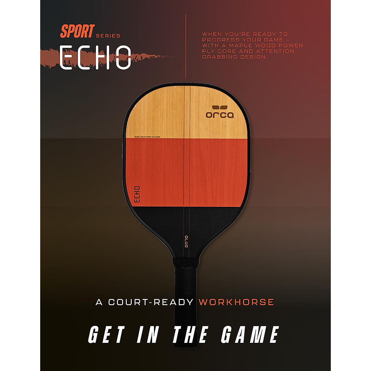 Orca Paddle Co. Echo Pickleball Paddles, Set of 2, with 4 Pickleballs, Mesh Bag - Racket for Beginners, Intermediate, Advanced Players - Pickle-Ball Accessories and Equipment