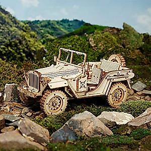 Hands Craft DIY 3D Wooden Puzzle – Army Truck Vehicle Laser Cut Assembly 1:18 Scale Model Building Kit Brain Teaser Educational STEM Toy Adults and Teens to Build Safe and Non-Toxic Wood MC701X