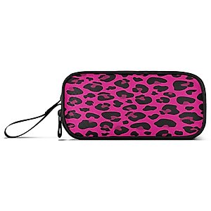 Gredecor Big Capacity Pencil Case for Girls Boys Hot Pink Leopard Cheetah Kids Pouch Bag Pen Boxes with Zipper Stationery Bag Supplies for School Office