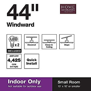 Home Decorators Collection 51566 Windward 44 in. LED Indoor Matte White Ceiling Fan
