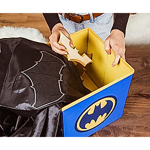 DC Comics Batman Logo 11-Inch Storage Bin Cube Organizer | Fabric Basket Container, Cubby Cube Closet Organizer | Comic Book Superhero Toys, Gifts And Collectibles