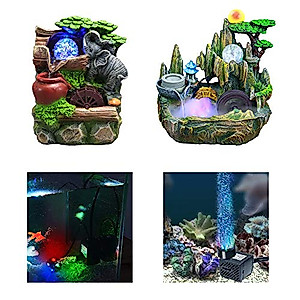 Submersible Water Pump with LED Light for Indoor Tabletop Fountains Aquarium Fish Tank (180L/H 3W)