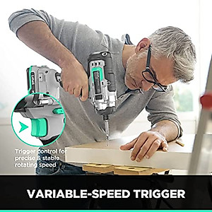 Litheli Cordless Impact Driver, 1150 In-Lbs Torque, 1/4″ Quick-Release Hex Chuck, with 20V 2.0 Ah Battery, 3 Socket Adapters, 2 Driver Bits