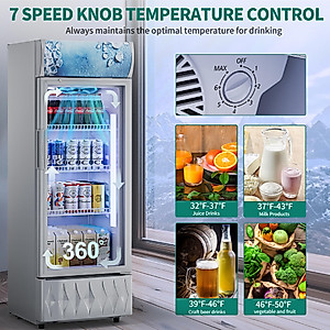 YITAHOME Commercial Merchandiser Display Refrigerator 6.9 CU.FT. with Single One Glass Door, Beverage Drink Beer Fridge Cooler for Office Garage Bar Gym with Customize Lightbox LED & Locking