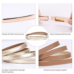 JASGOOD 2 Pack Women's Skinny Patent Leather Belt Adjustable Slim Waist Belt for Dress