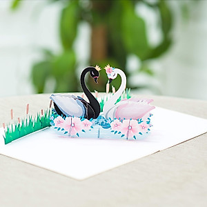 DKT HANDMADE Wedding pop up card (Swan Couple), 3D wedding card, Wedding Pop Up Anniversary Card, The Perfect Handmade Gifts for Bride and Groom in Wedding Party, Love popup card, Valentine 3D card